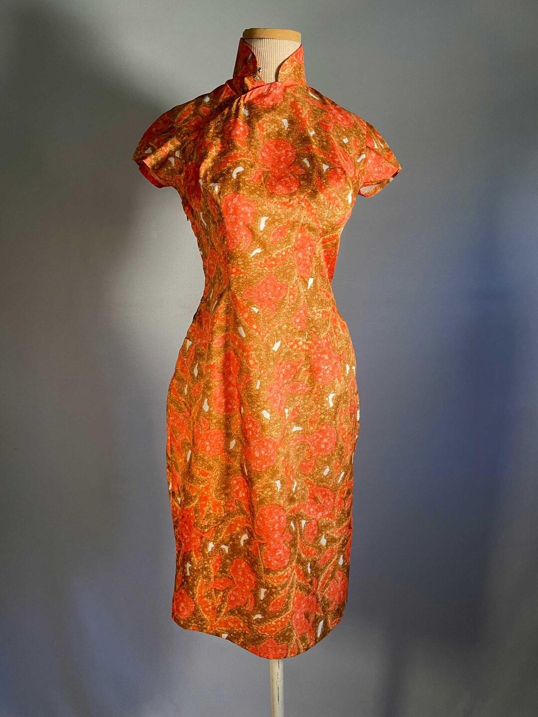 1960s Abstract Floral Light Weight Cheongsam - Etsy