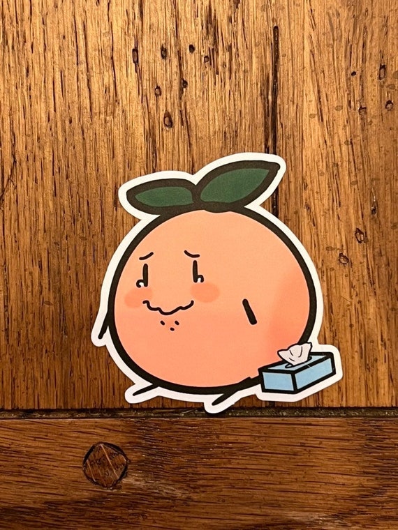 Peachy Buns Crying Sticker Cute Kawaii Peach Sticker - Etsy