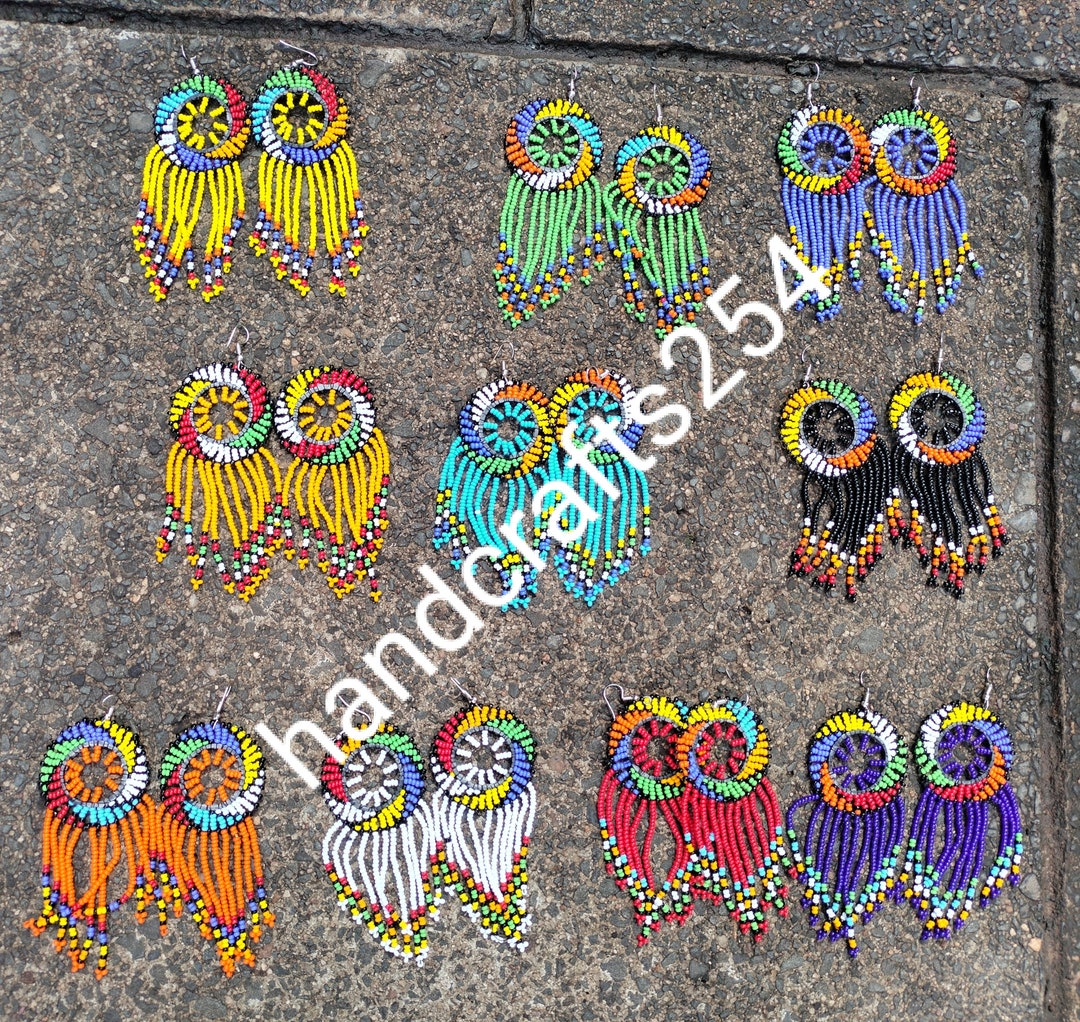 Handmade Beaded Kenyan Earrings, 10 Pairs Wholesale African Earrings ...