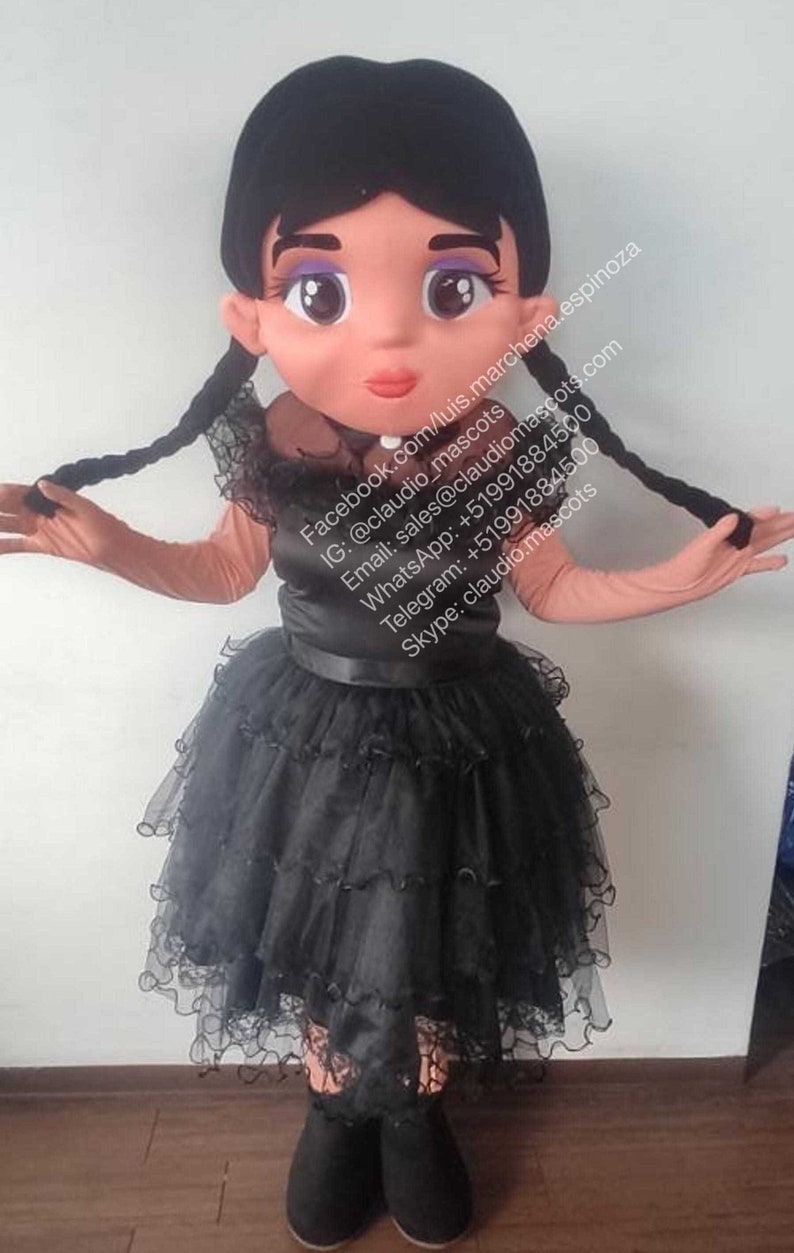 Wednesday Addams Mascot Costume Cartoon Mascot Costume - Etsy Australia