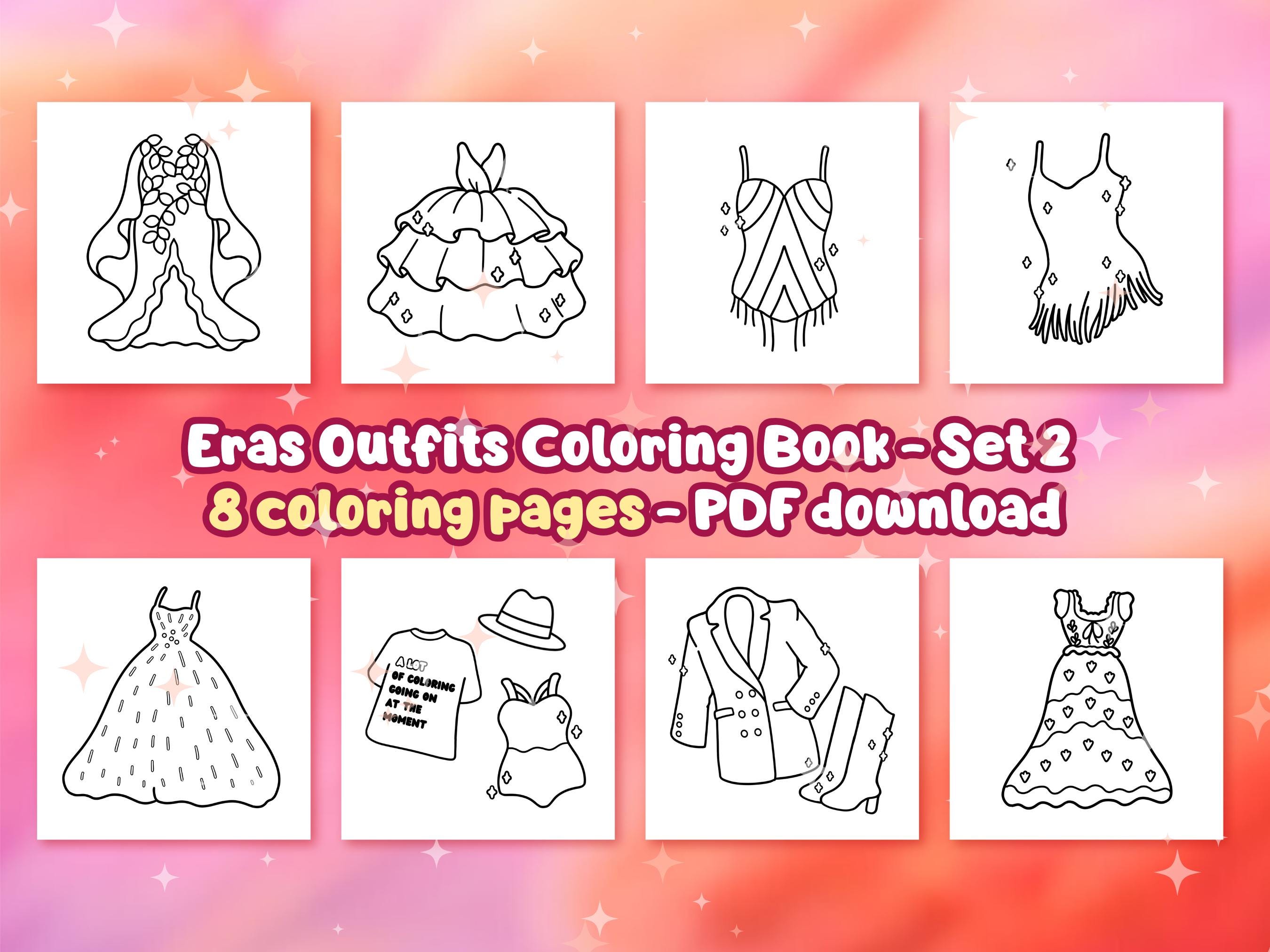 Eras Outfits Coloring Pages | Bold and Easy | Set 2 | Instant Download ...