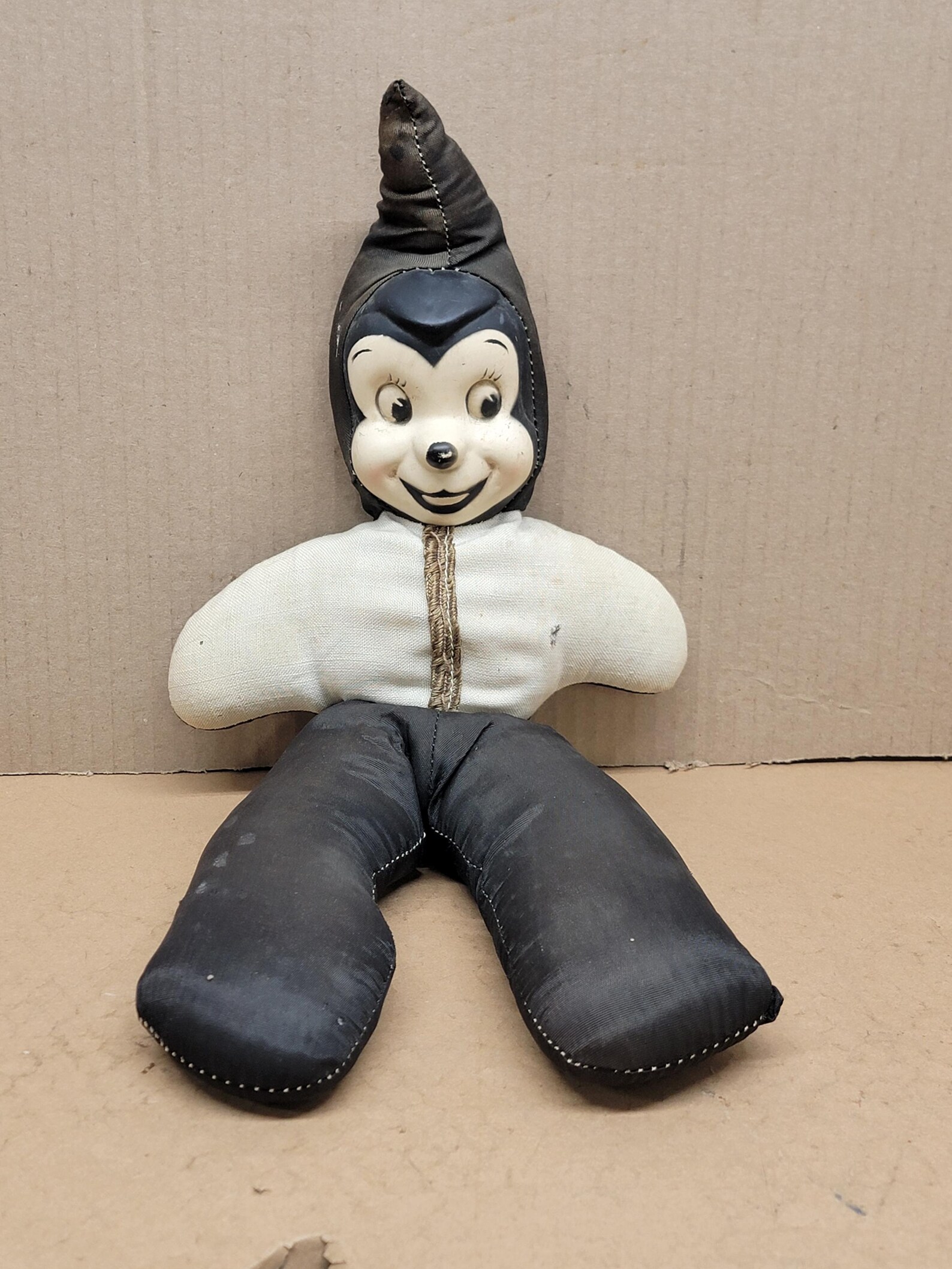 Vintage Black & White Mouse Face Plush Doll - 18" Tall - Does Have ...