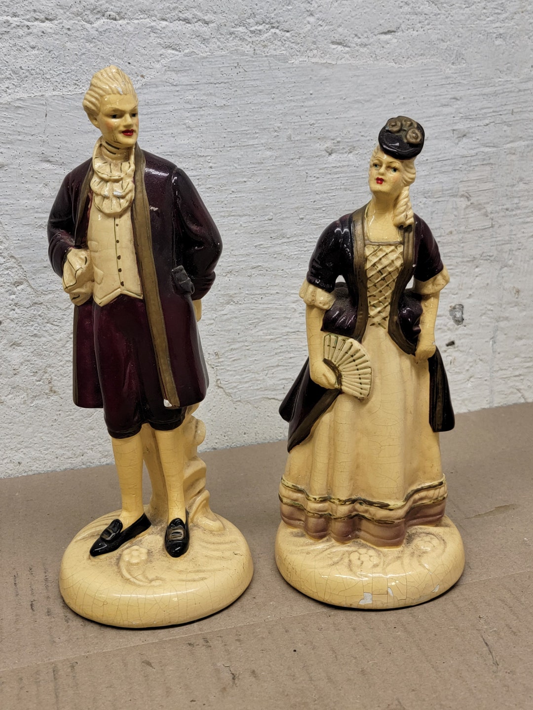 Vintage Roman Art Co. "robia Ware" Victorian Style Chalkware Statues - Etsy