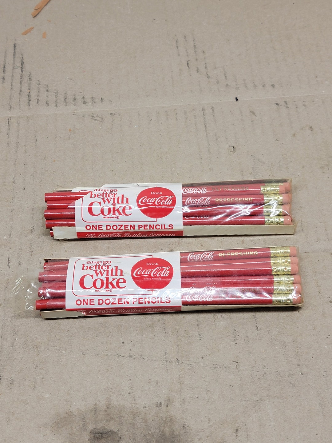 Vintage Coca Cola Advertising Pencils - (2) Packs of 12 New Old Stock ...