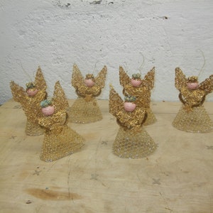 Vintage 1650's - 60's Gold Mesh ANGEL Christmas Ornaments / Small Tree ...