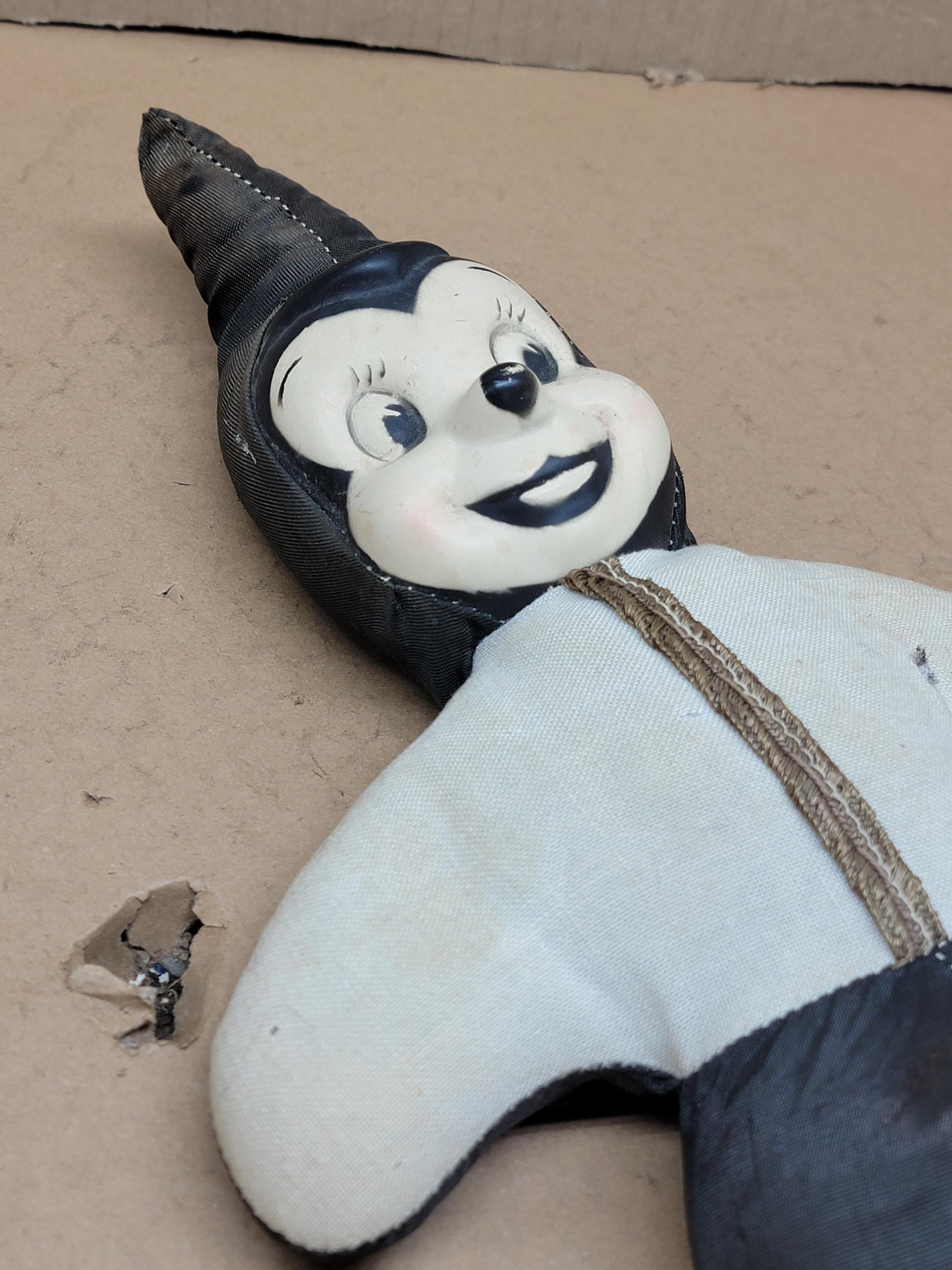 Vintage Black & White Mouse Face Plush Doll - 18" Tall - Does Have ...