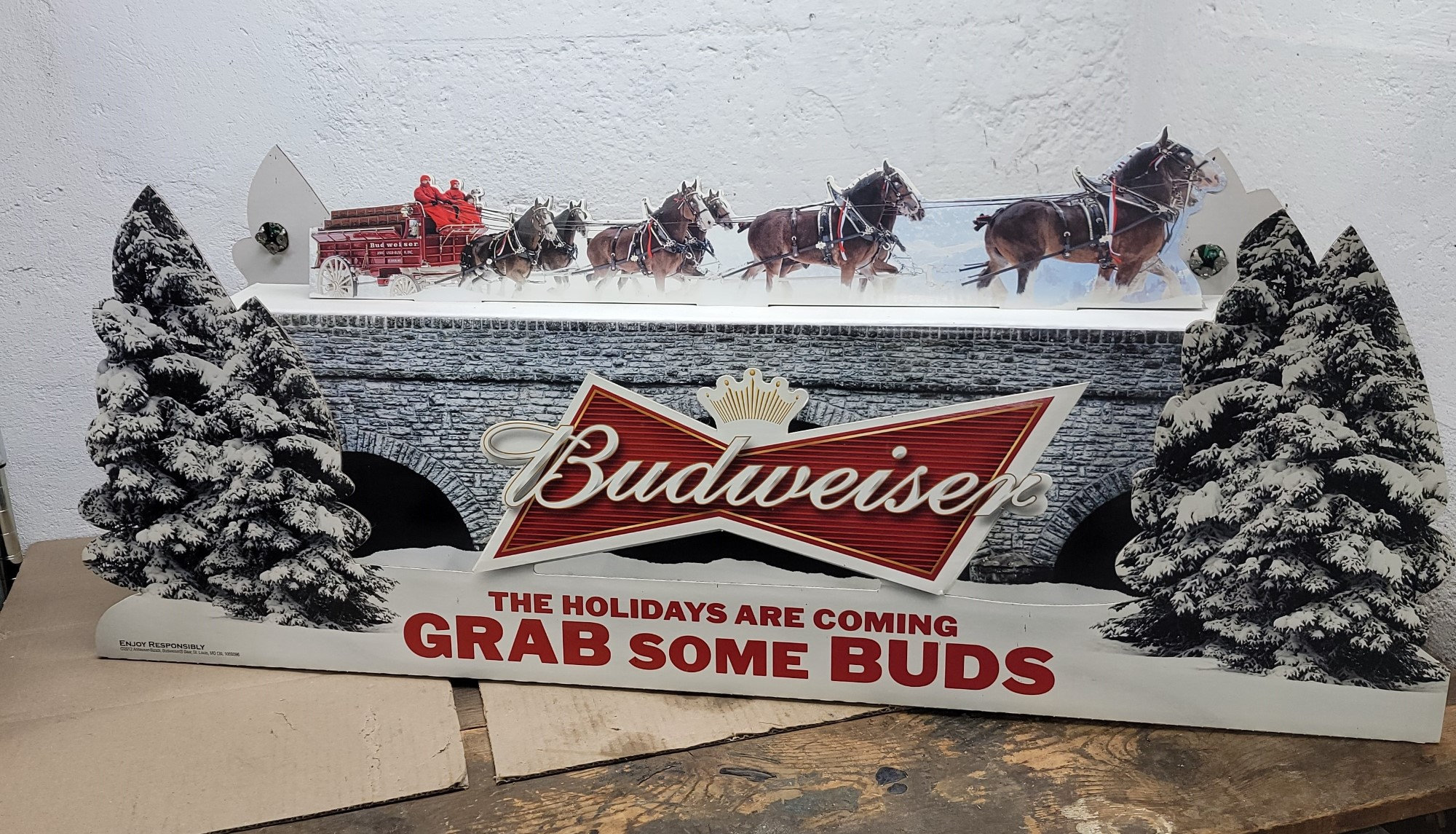 Anheuser Busch Budweiser "grab Some Buds" Large Cardboard Holiday ...