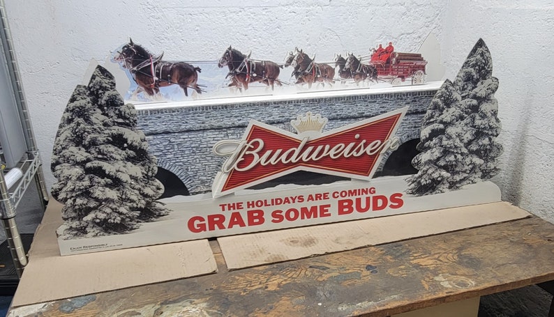 Anheuser Busch Budweiser "grab Some Buds" Large Cardboard Holiday ...