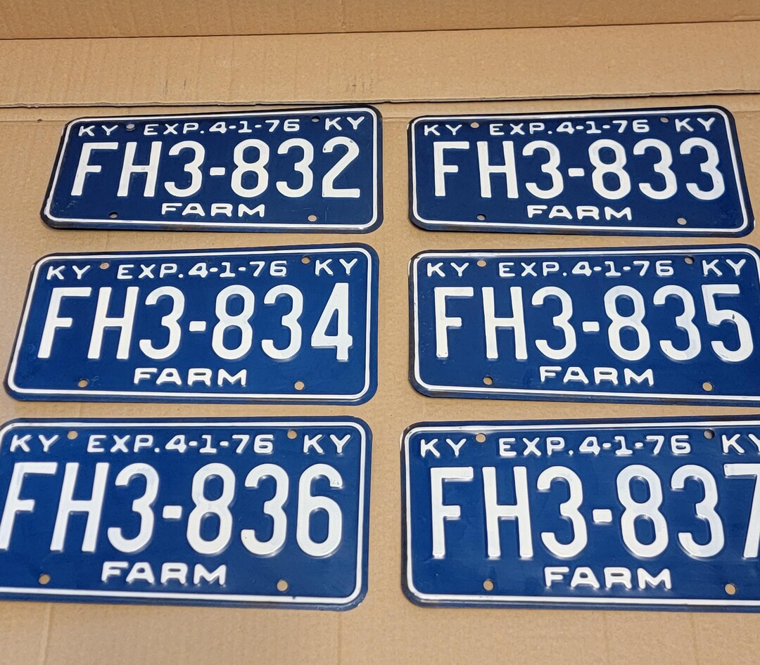 Vintage "sequential" 1976 Kentucky Farm Truck License Plates - FH3-832 ...