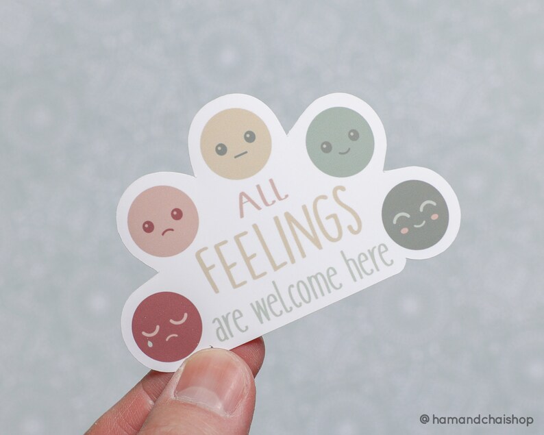 All Feelings Are Welcome Here Sticker Mental Health Positive - Etsy