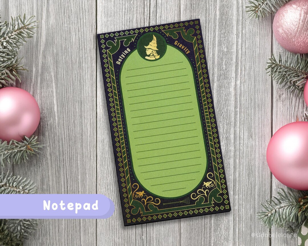 Wicked Witch Elphaba Defying Gravity Notepad | to Do Check List Notepad ...