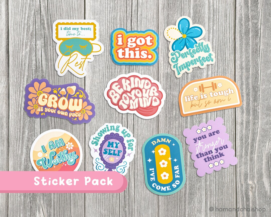 10pc Mental Health Awareness Sticker Pack Set C | Positive Motivational ...