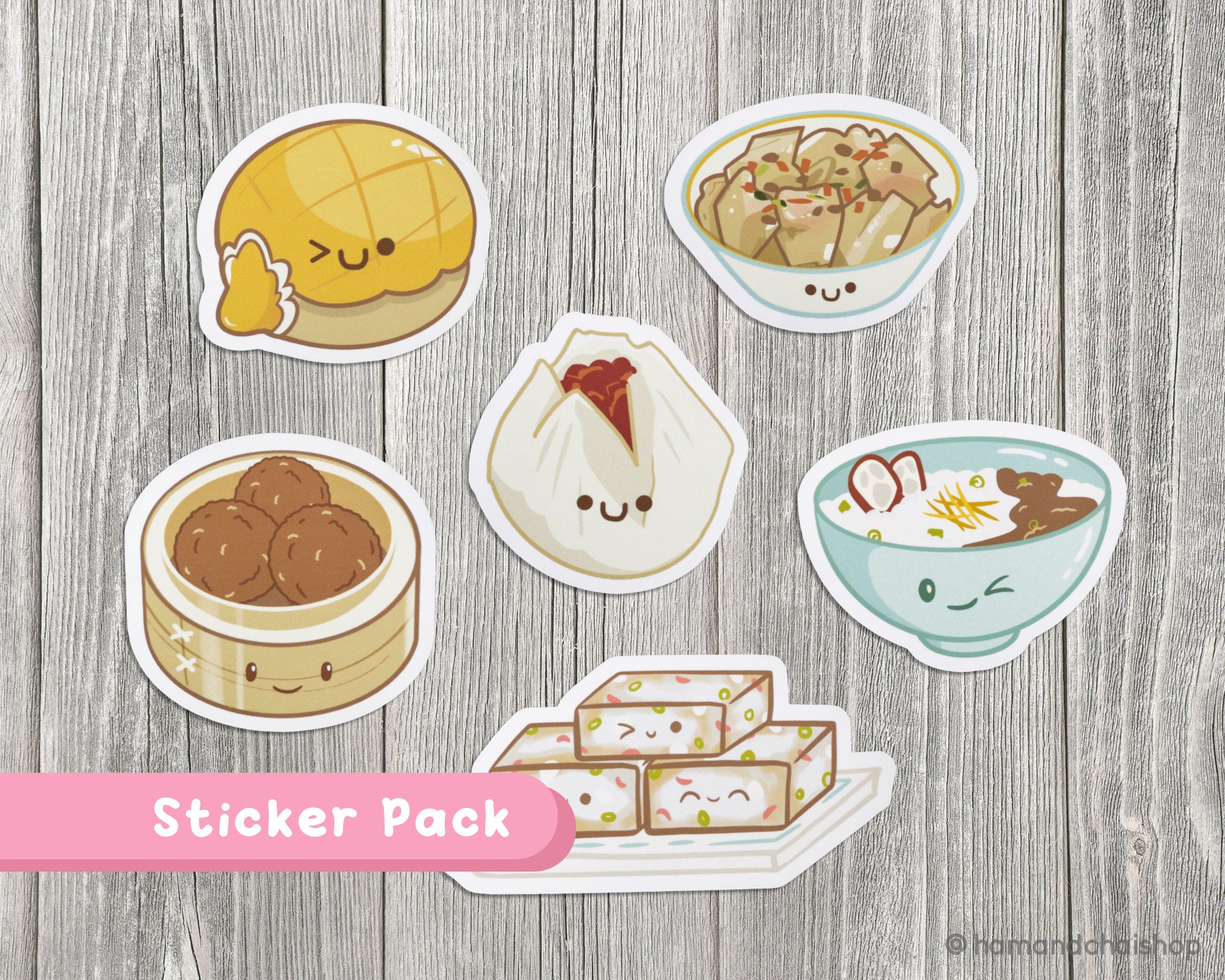 6pc Dim Sum Sticker Pack Set C Chinese Cantonese Cuisine - Etsy