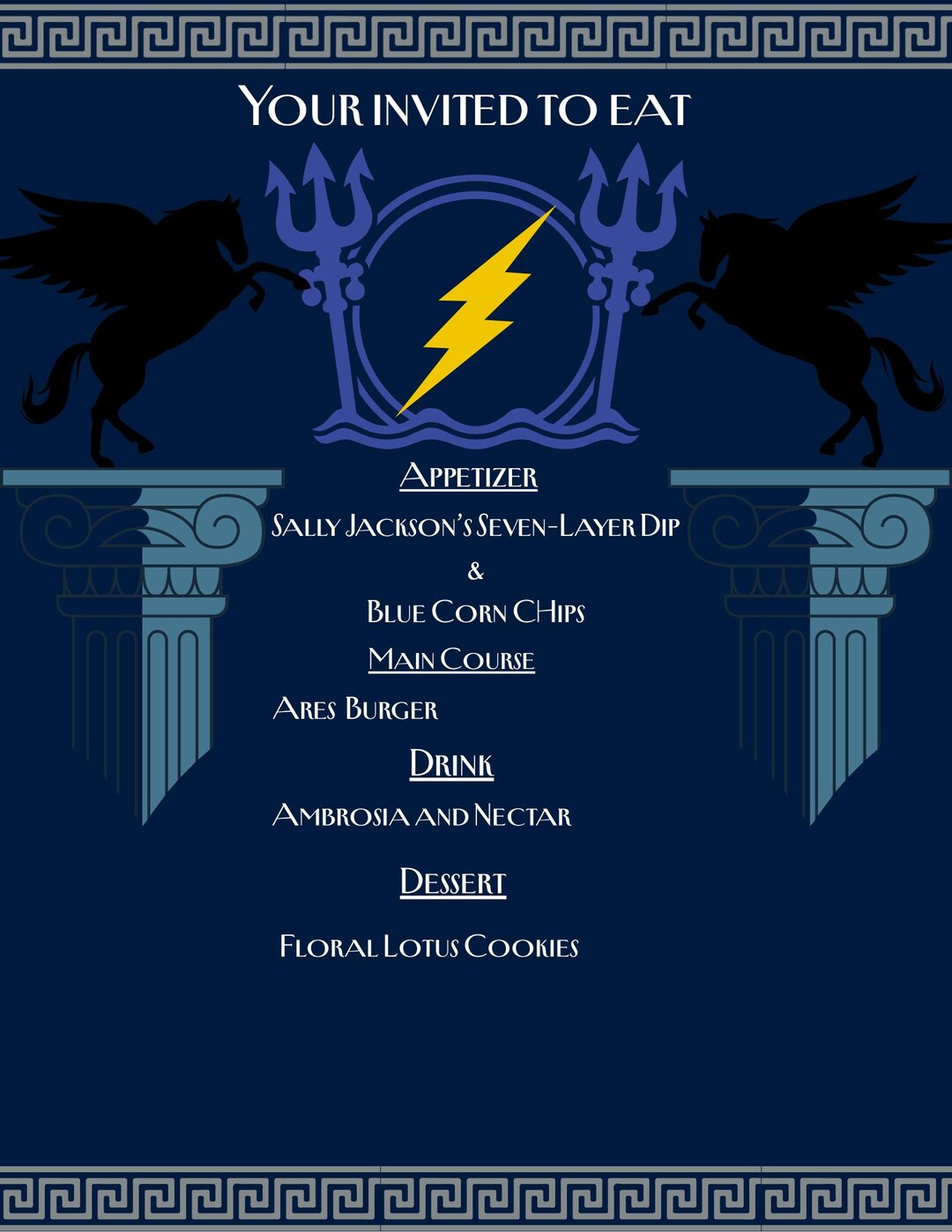 Percy Jackson Themed Food Menu - Etsy