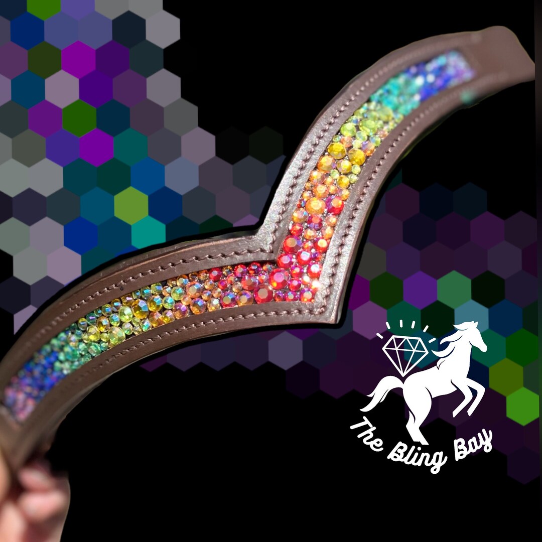 Rainbow Browband Bling Browband for Horses Western - Etsy