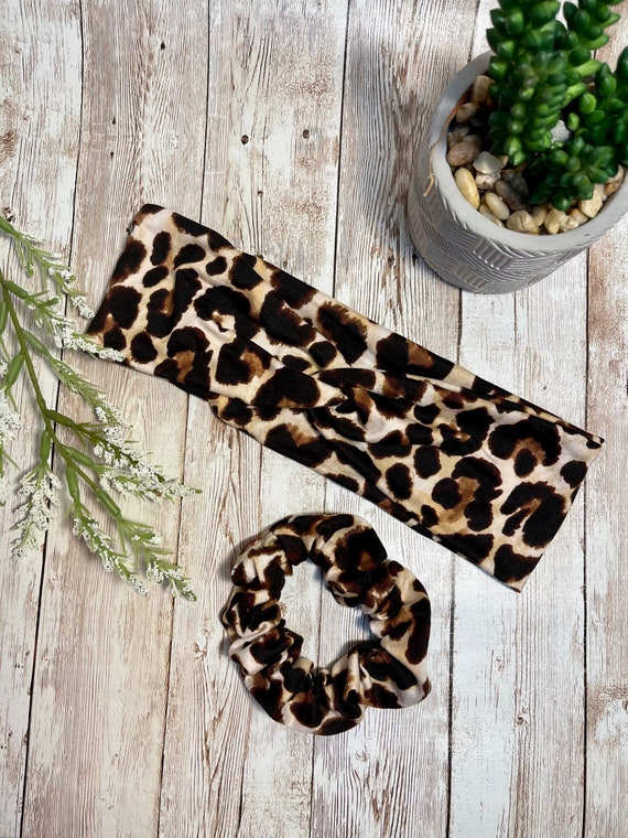 Cheetah Print Headband Cheetah Print Scrunchie Top Knot | Etsy