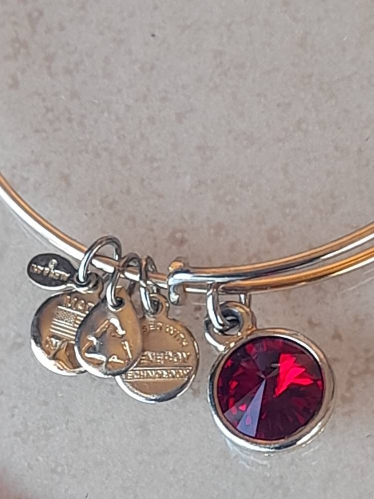 Alex and Ani Light Siam Birthstone Charm Bangle Bracelet - Etsy