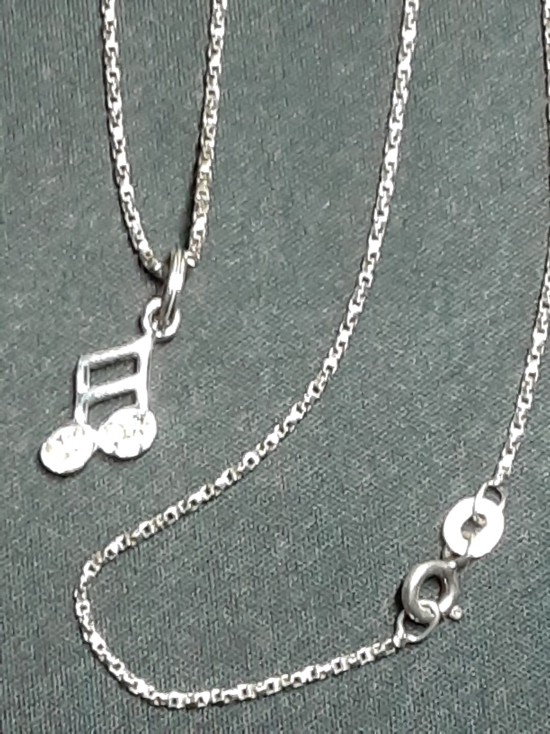 925 Sterling Silver Crystal Music Note Charm and Necklace - Etsy UK