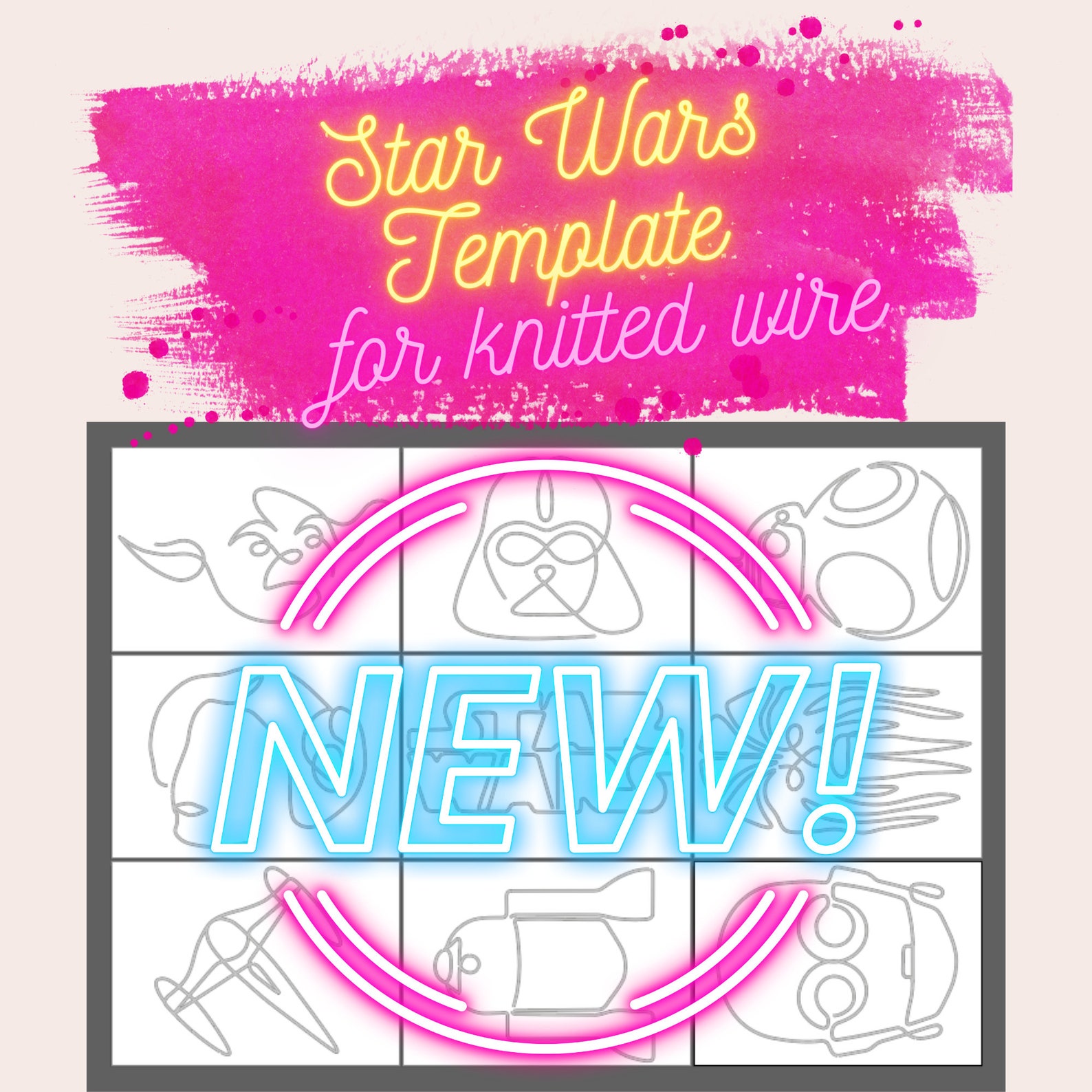 Star Wars Template Bundle for Knitted Wire Art, Yoda, Darth Vader, BB8 ...