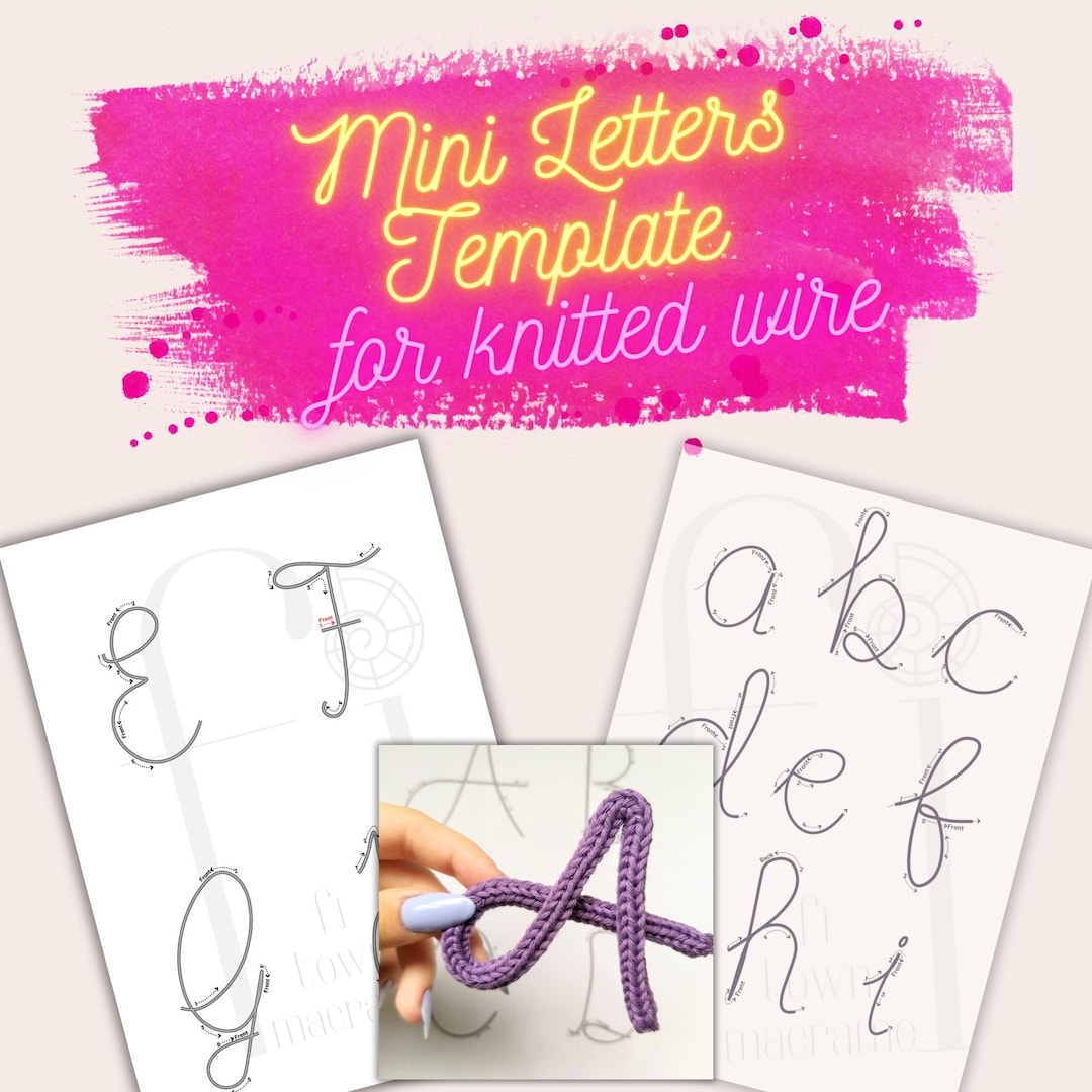 Mini Letter Template Bundle for Knitted Wire Art, Alphabet Christmas ...