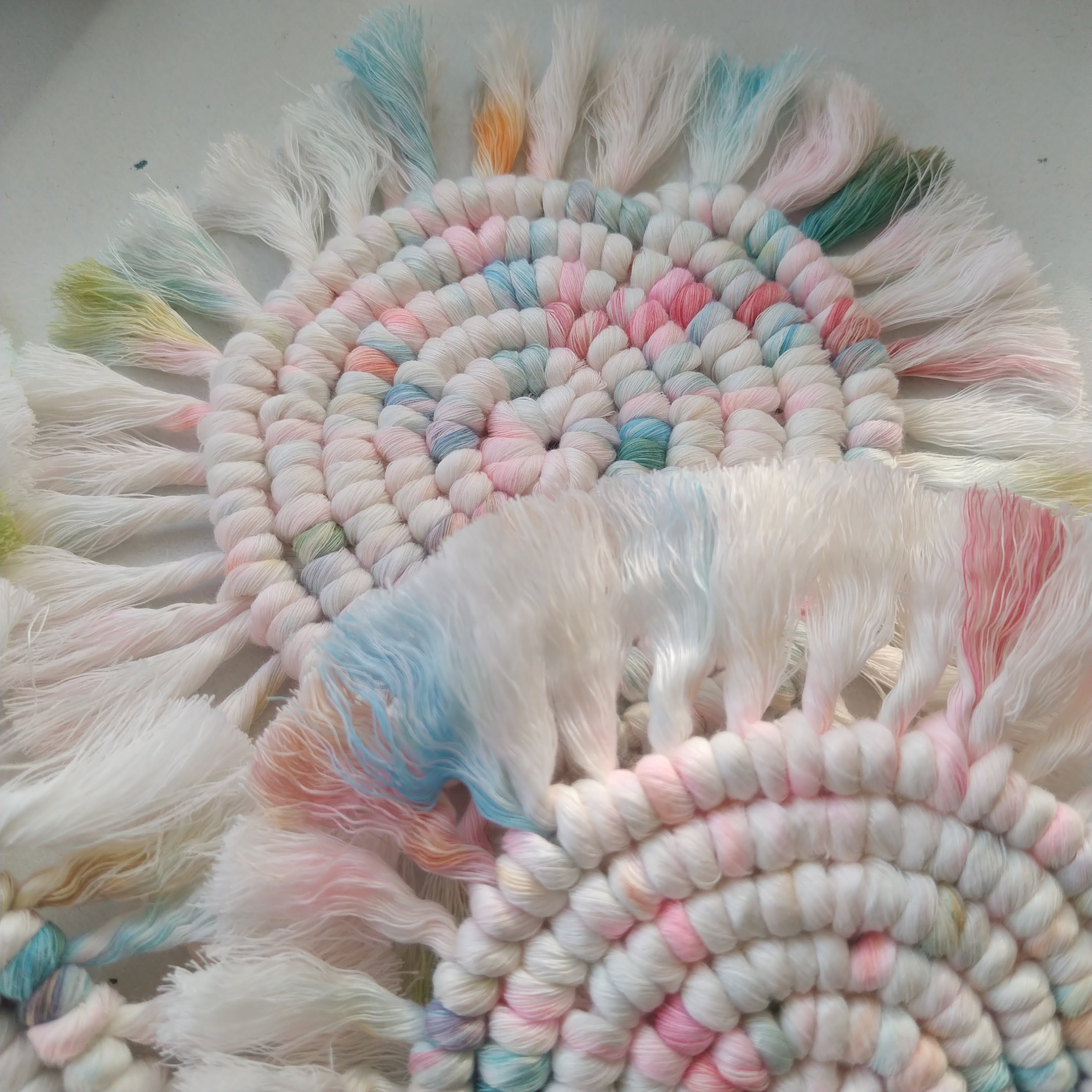 Macrame Tie-dye Fringe Coasters Set, Unicorn Mug Rug, Soft Cotton Batik ...