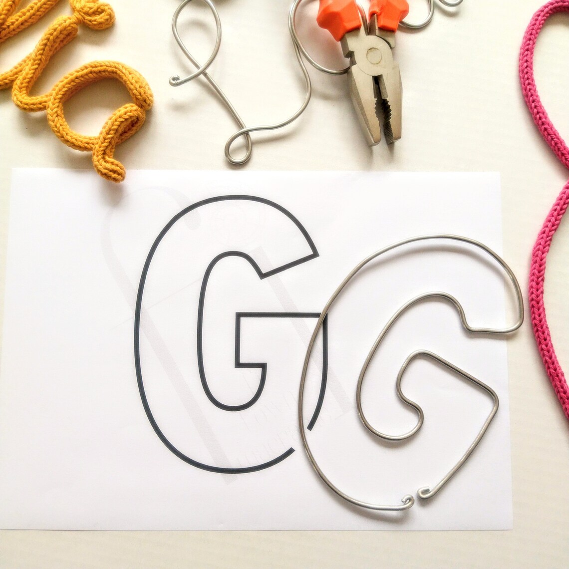 Initials and Numbers Block Font Template Bundle for Knitted Wire Art ...