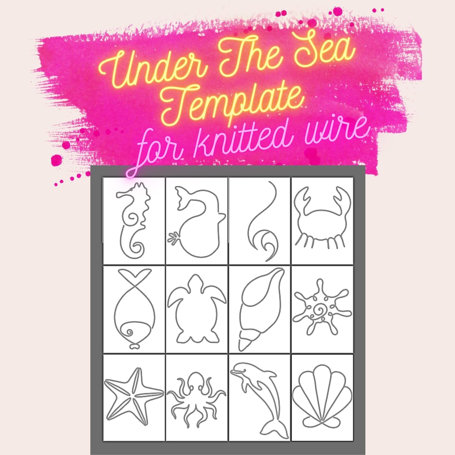 Under the Sea Template Bundle for Knitted Wire Art, 12 Submarine ...
