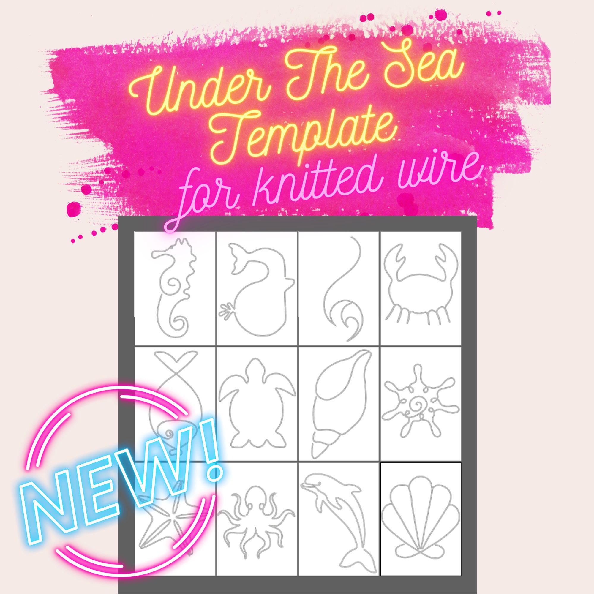 Under the Sea Template Bundle for Knitted Wire Art, 12 Submarine ...