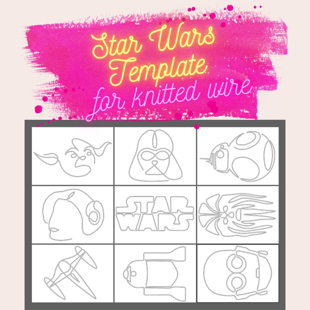 Star Wars Template Bundle for Knitted Wire Art, Yoda, Darth Vader, BB8 ...