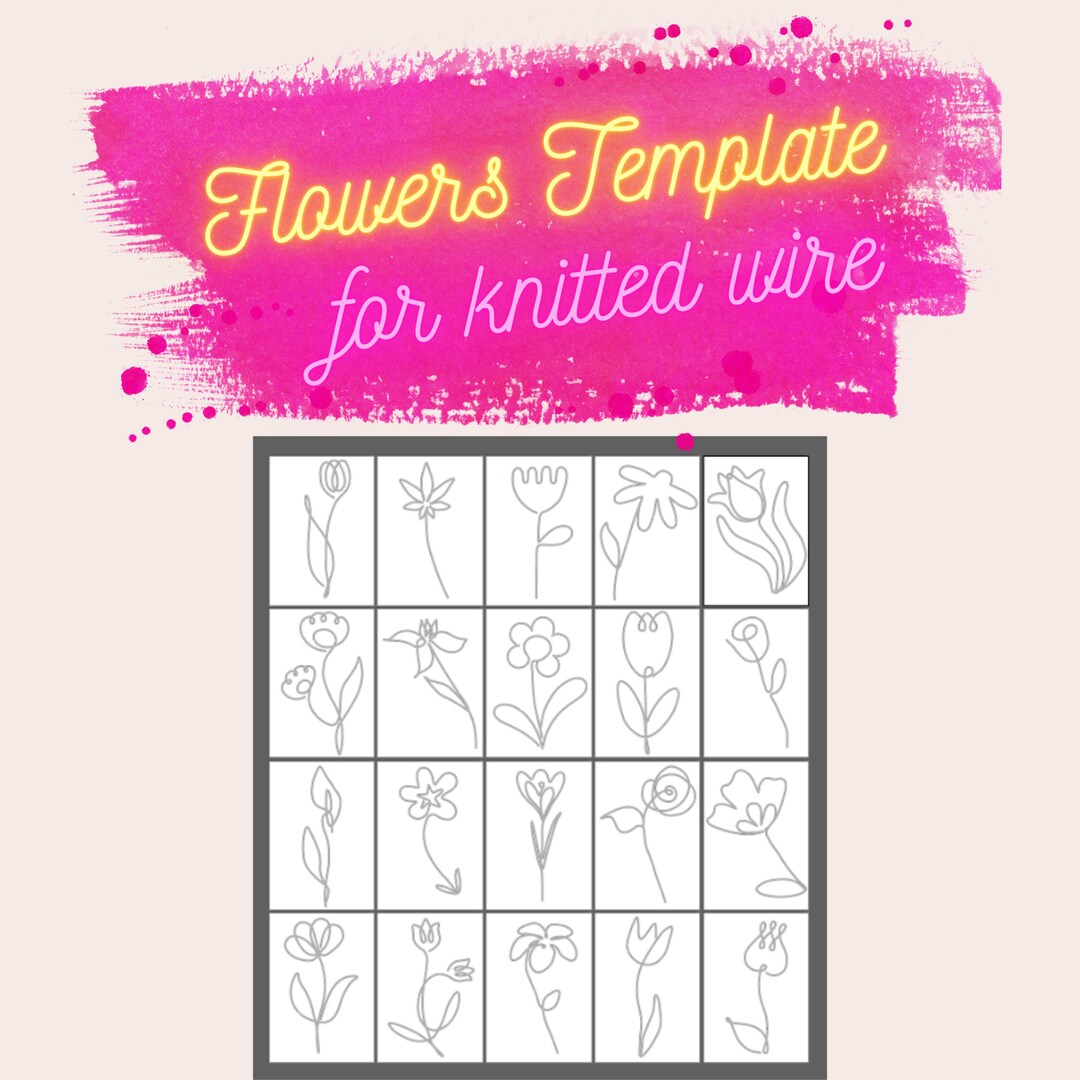 Flowers Template Bundle for Knitted Wire Art, 20 Designs, Tricotin ...