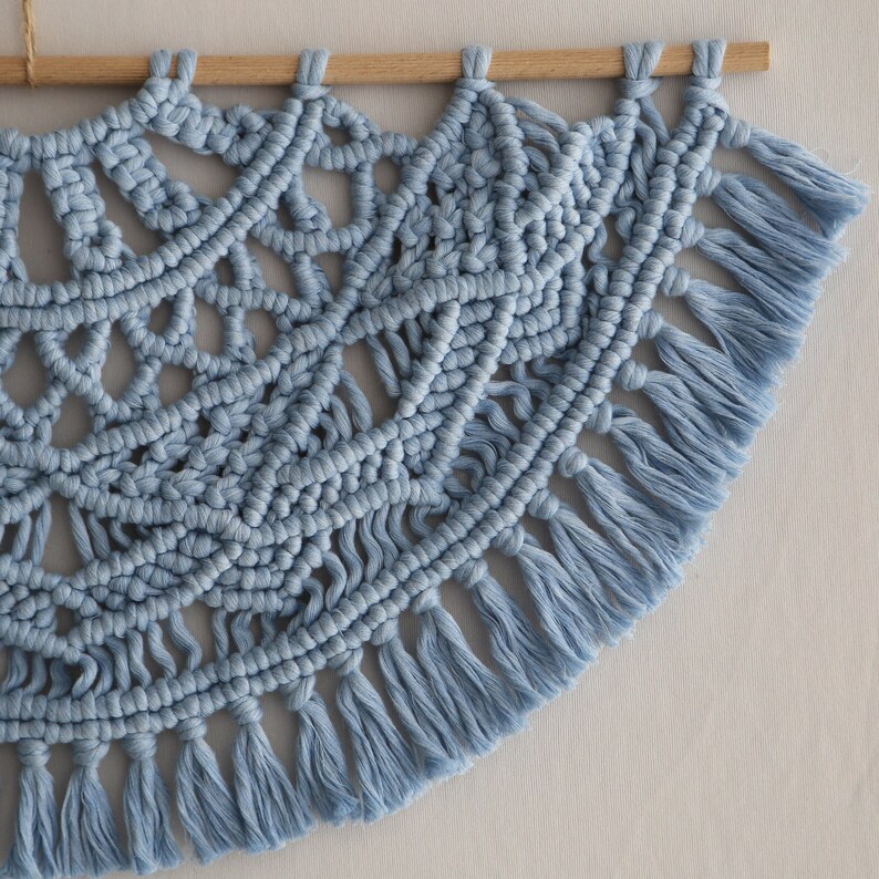 Macrame Half Mandala Wall Hanging | Blue Circle Tapestry | Woven Wall ...