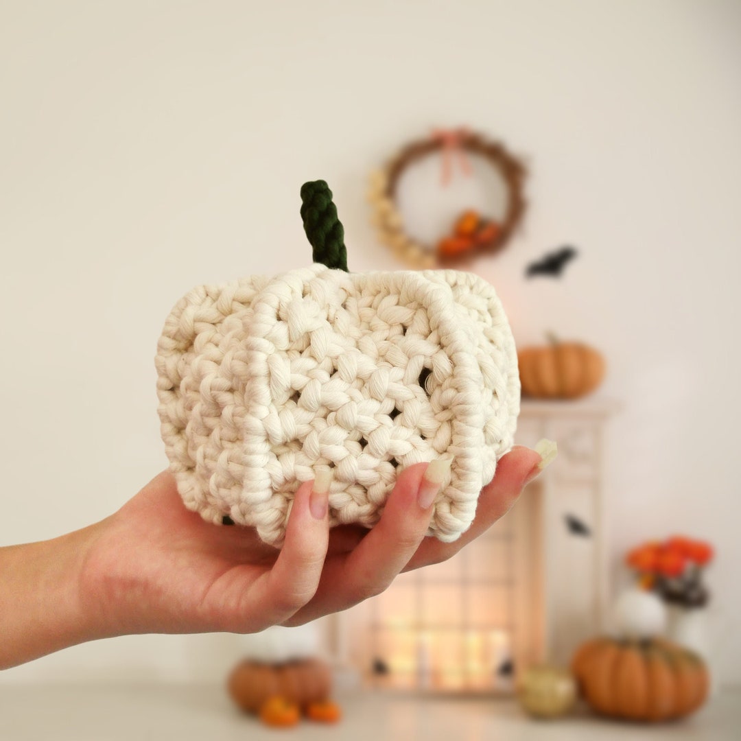 Macrame Pumpkin Tabletop, Boho Style Fiber Art Fall Home Decor ...