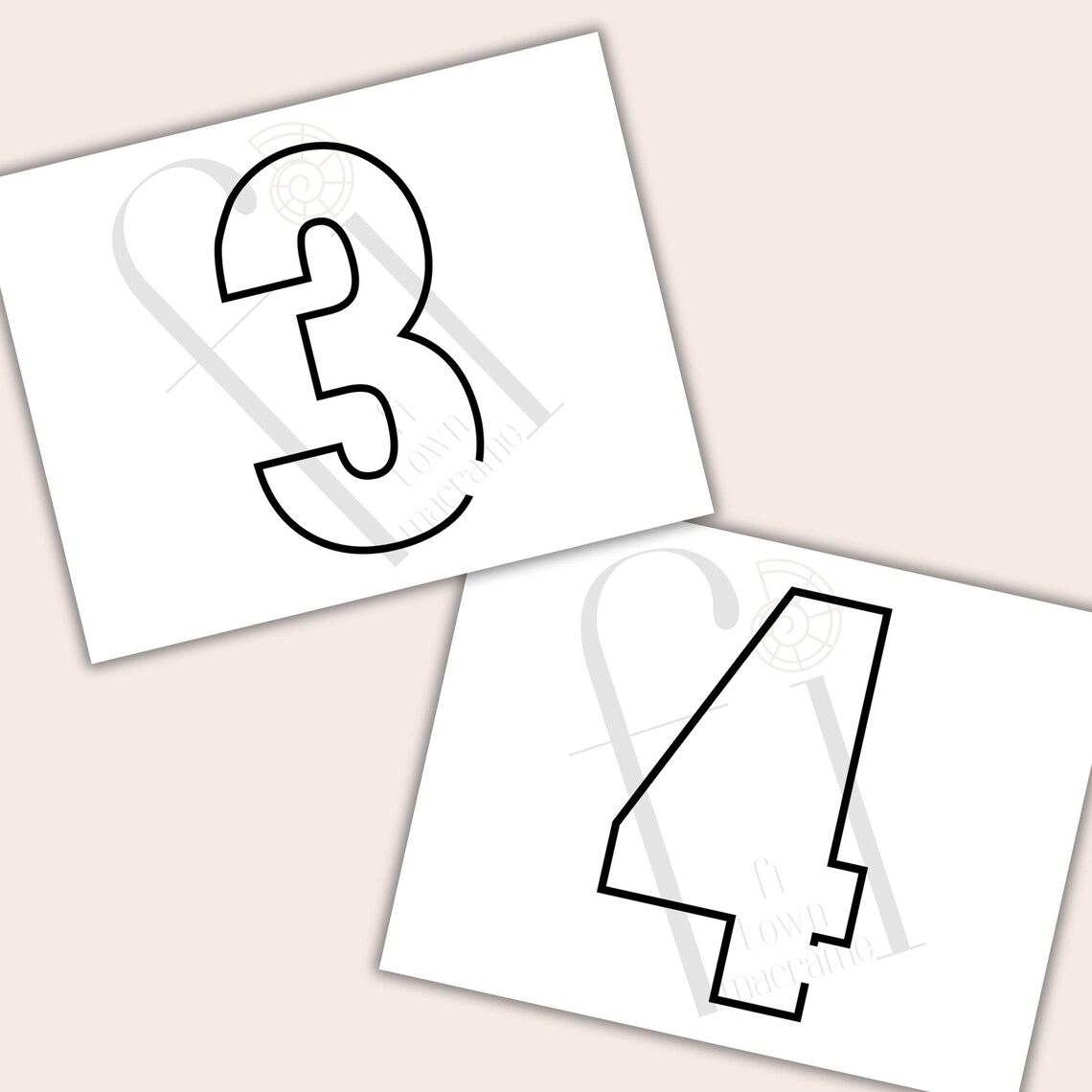Initials and Numbers Block Font Template Bundle for Knitted Wire Art ...