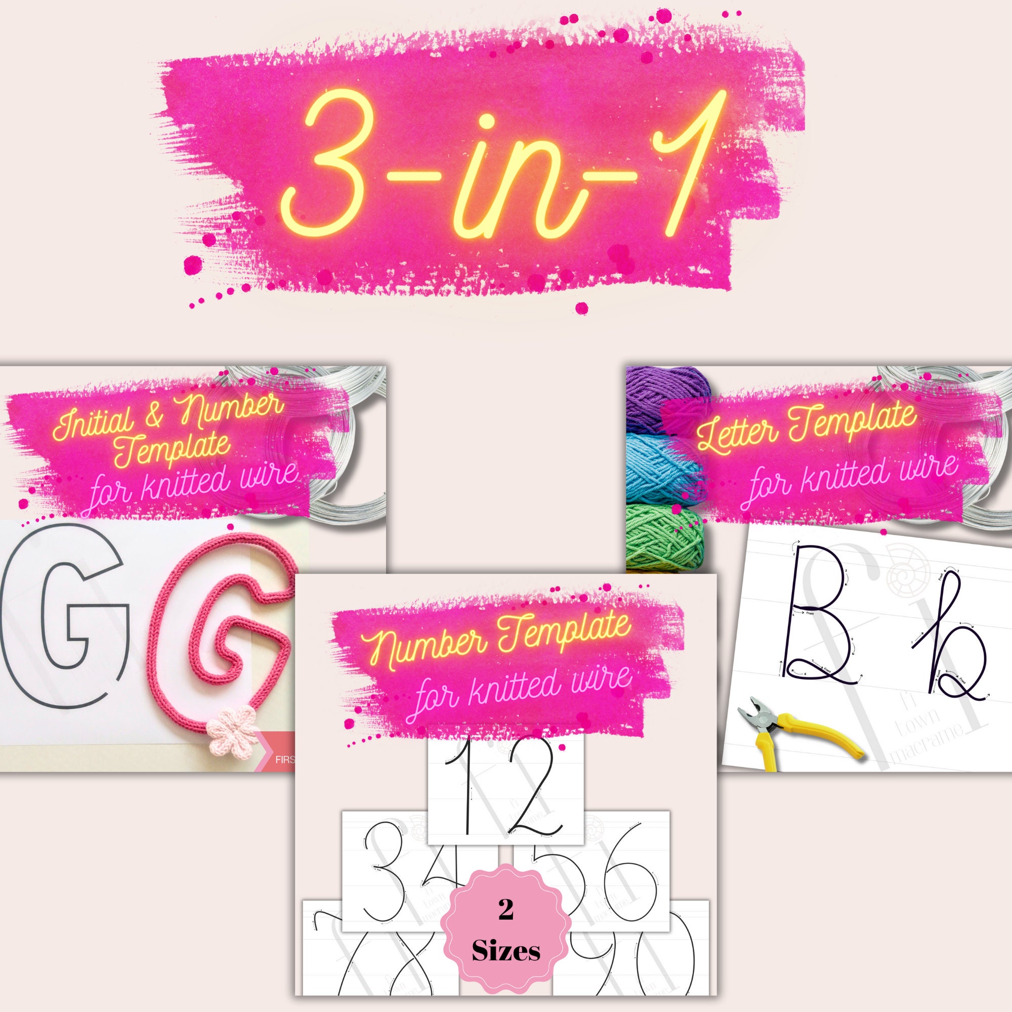 3-in-1 alphabet numbers block Font Initials and Numbers Templates ...