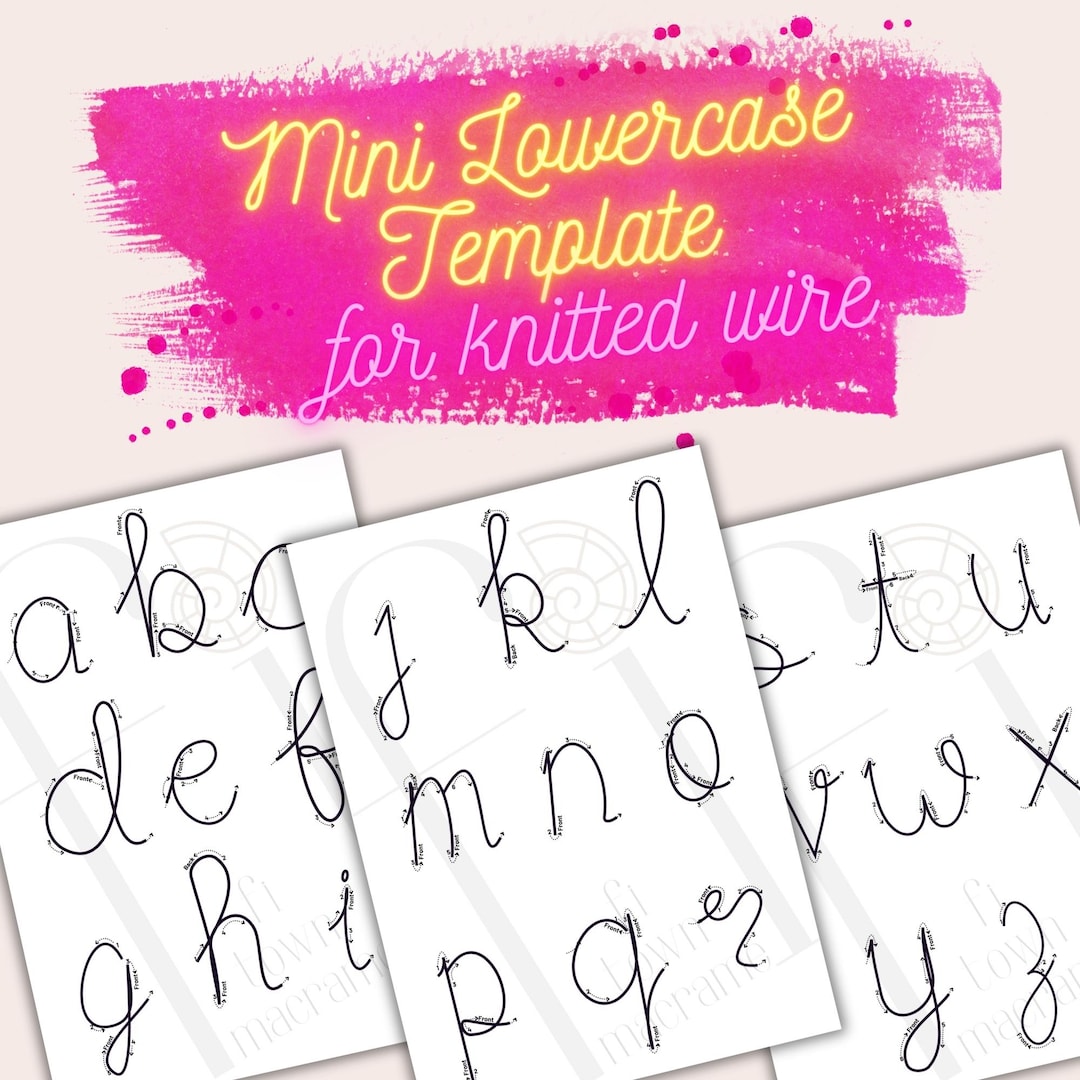 Mini Lowercase Letter Template Bundle for Knitted Wire Art, Christmas ...