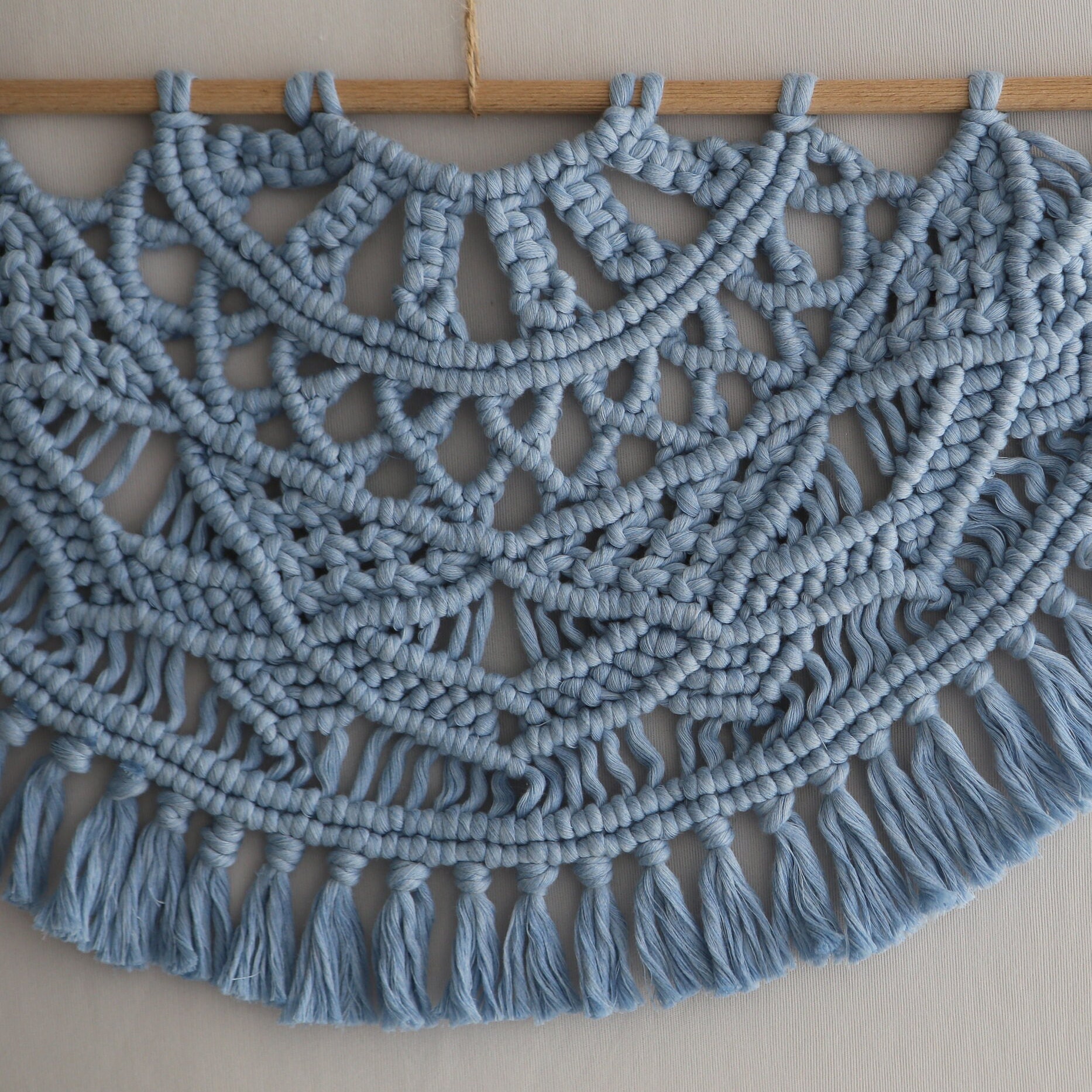 Macrame Half Mandala Wall Hanging | Blue Circle Tapestry | Woven Wall ...