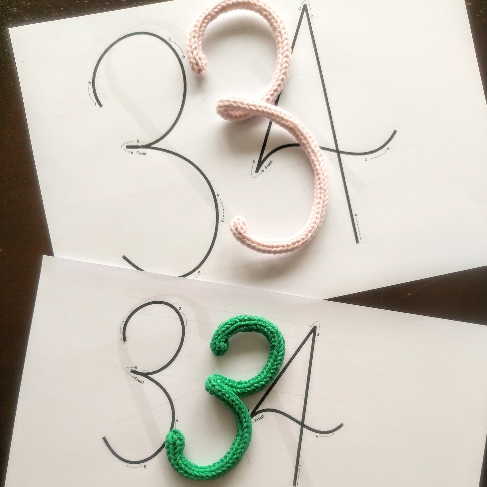 2-in-1 "alphabet" + "numbers" Templates Bundle for Knitted Wire Art ...