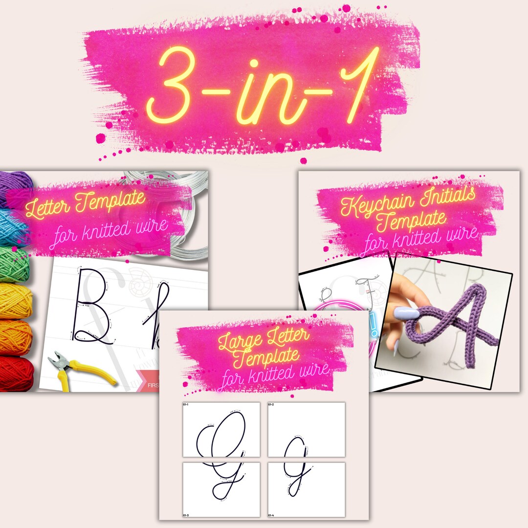 3 Sizes: Large, Medium, Small Letter Template Bundle for Knitted Wire ...