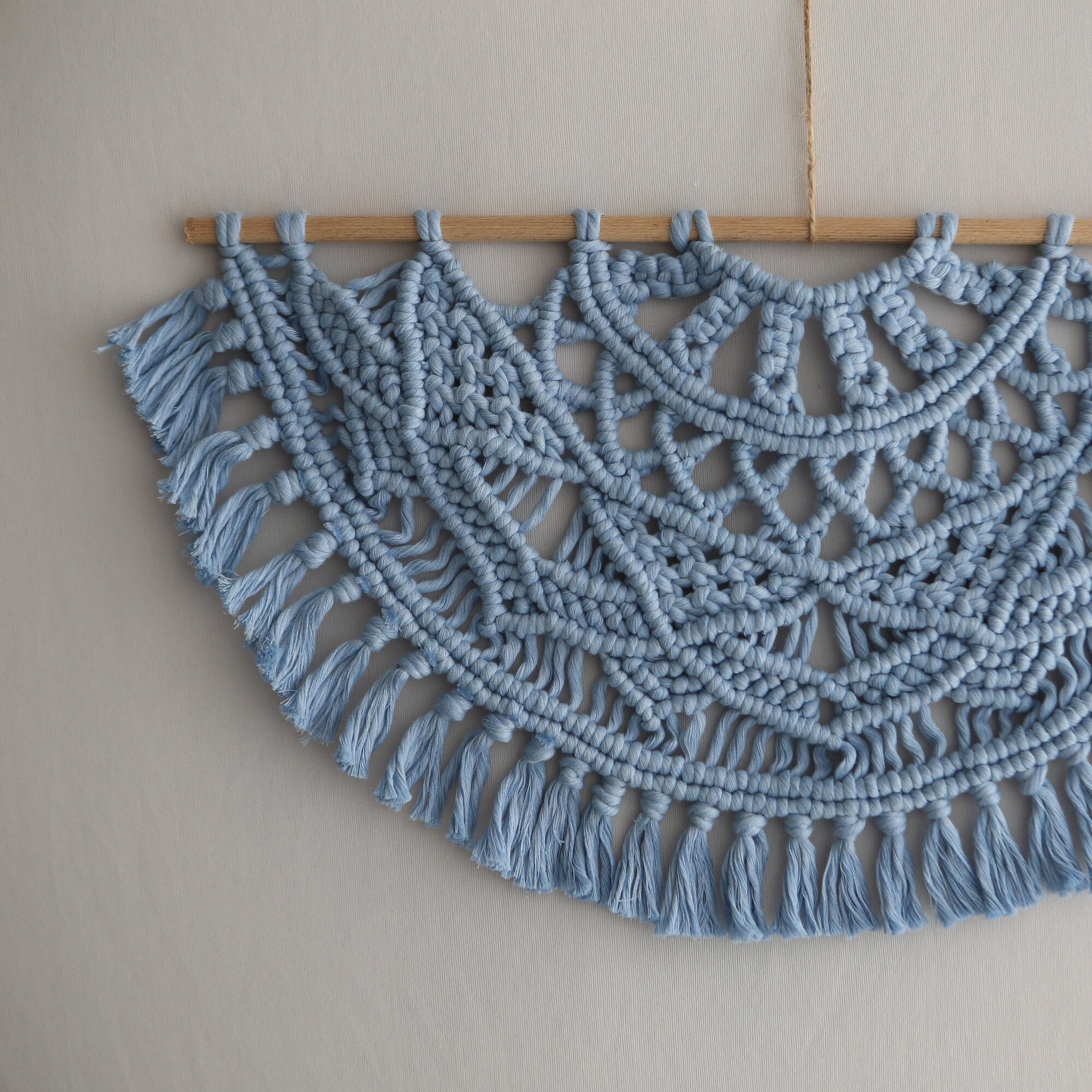 Macrame Half Mandala Wall Hanging | Blue Circle Tapestry | Woven Wall ...