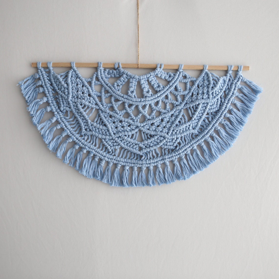 Macrame Half Mandala Wall Hanging | Blue Circle Tapestry | Woven Wall ...