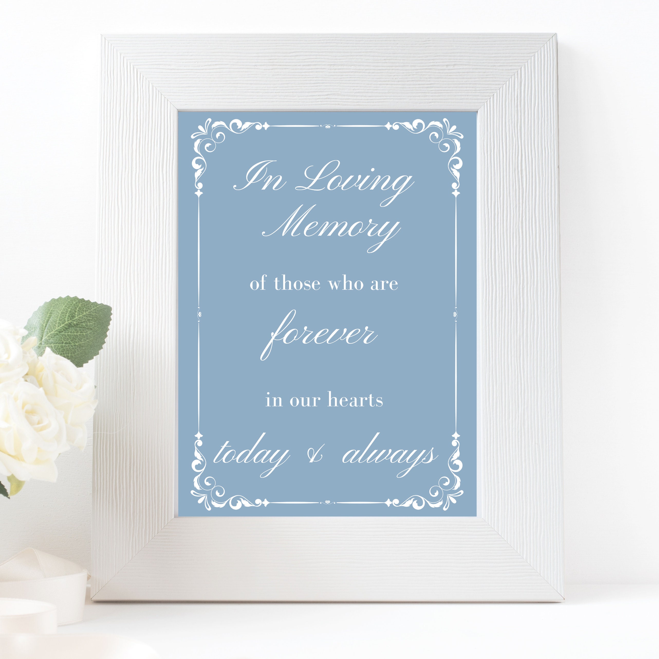 Memorial Table Sign, Wedding, in Loving Memory, Signage, Dusty Blue ...