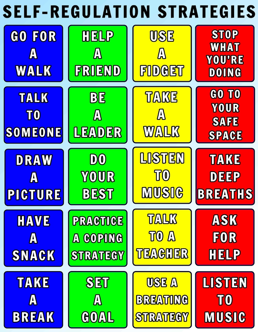 Self-regulation Strategies Poster - Etsy