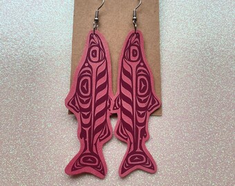 Salmon Earrings | Etsy