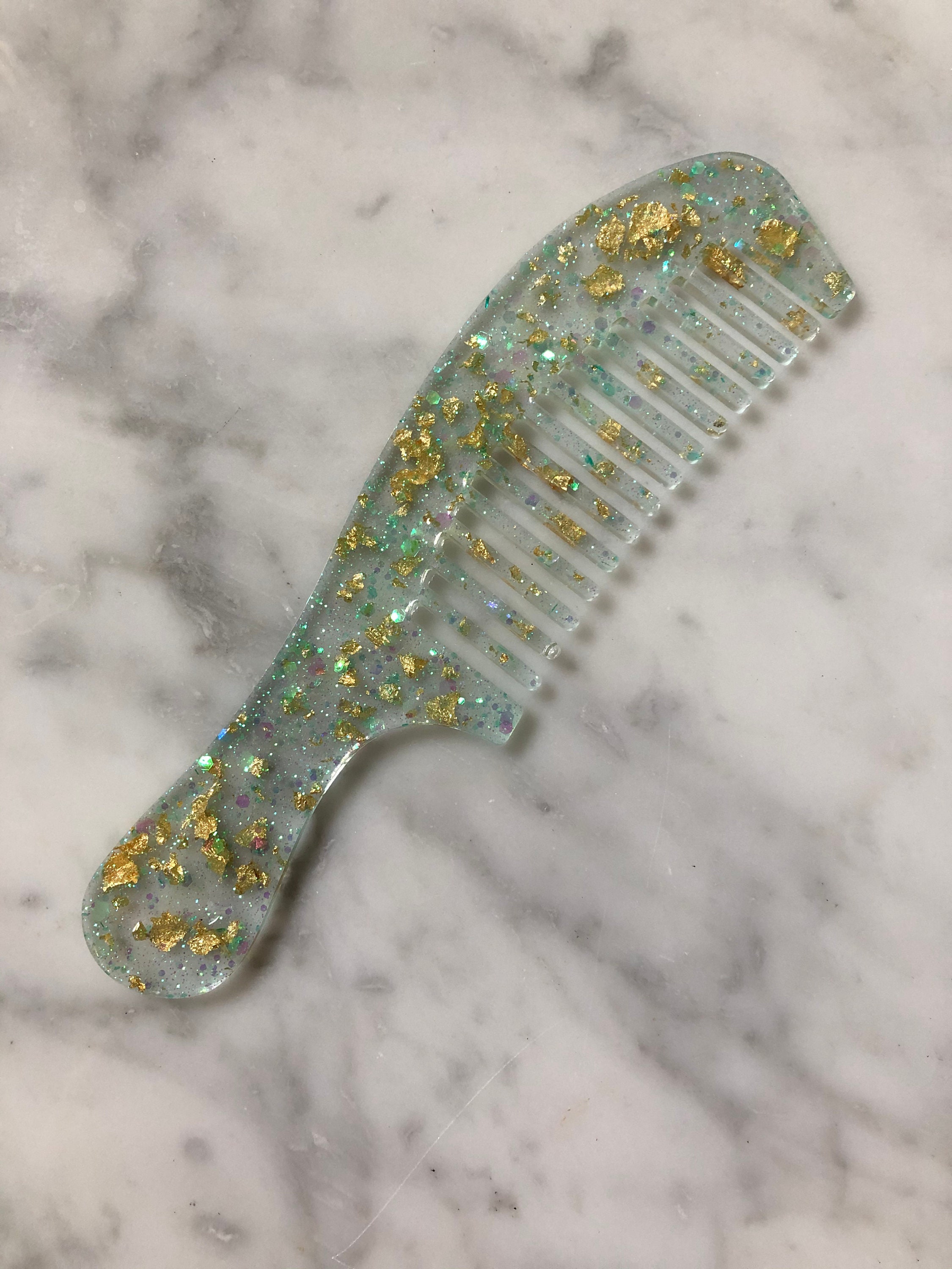 Gold and Glitter Resin Comb cute aesthetic epoxy acrylic | Etsy