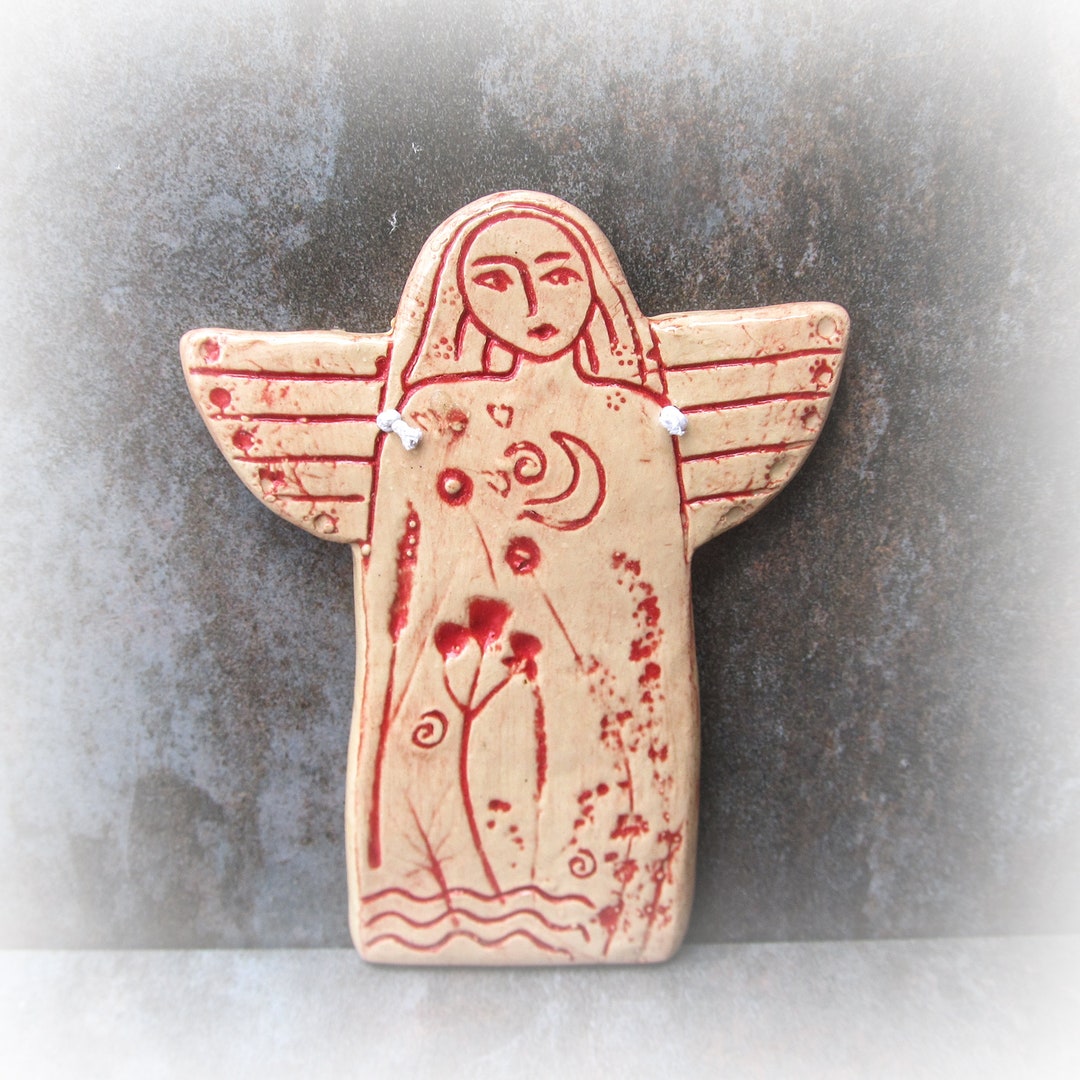 Ceramic Angel Wall Hanging,handmade Angel Home Decor,guardian Angel ...