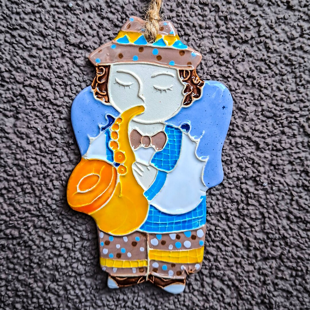 Ceramic Angel With Saxophone Wall Decoration,christmas Angel Ornaments ...