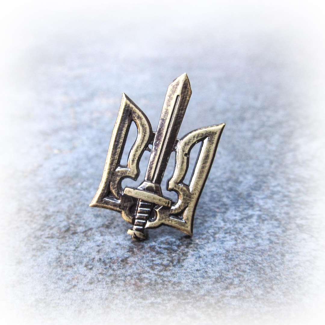 Handmade Trident With Sword Brass Pin,ukraine Trident Brass Pin,ukraine ...