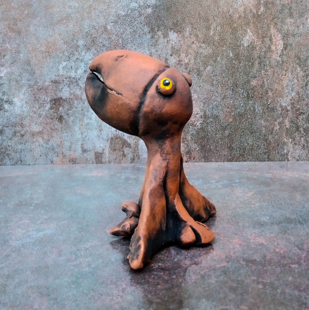 Ceramic Crow Figurine,handmade Clay Black Crow,crow Statuette,tiny ...