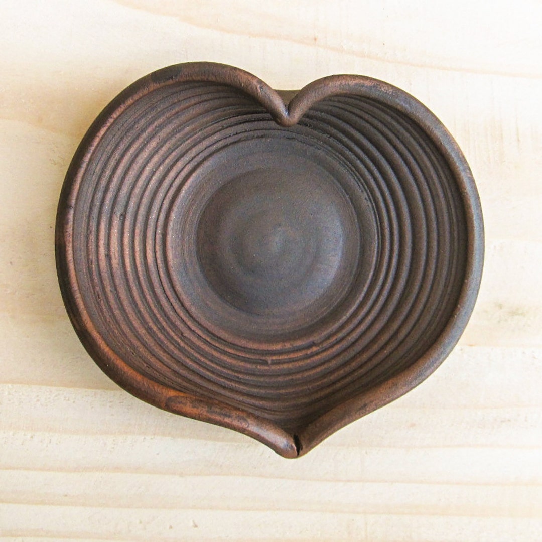 Ceramic Heart Shaped Saucer,unglazed Pottery Saucer,eco Friendly Clay ...