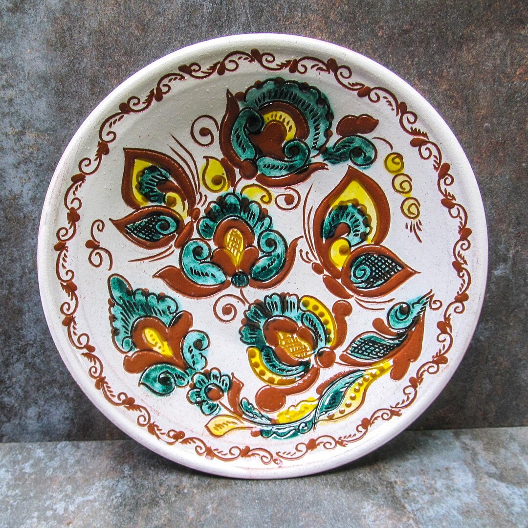 Kosiv Ceramic Dinner Plate,hand Painted Plate With Butterflies Image ...